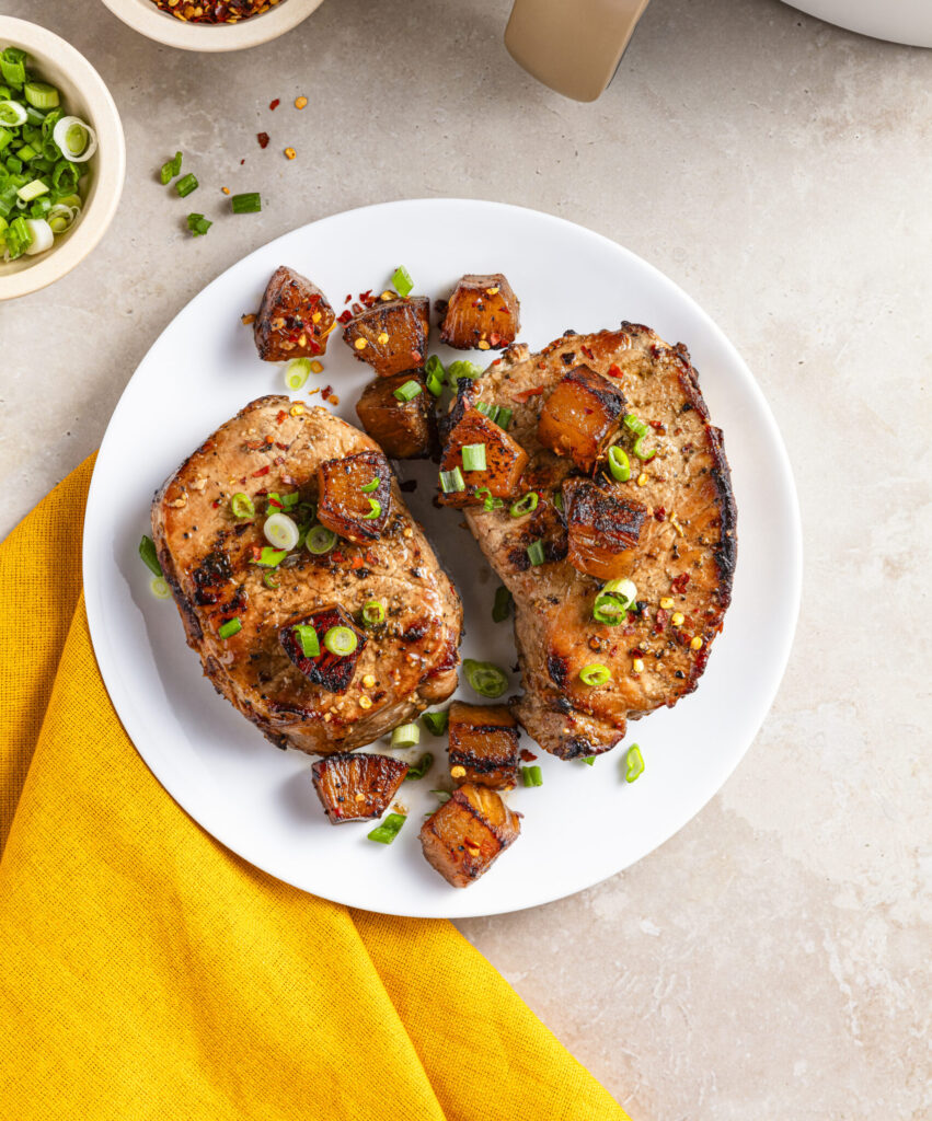 Air Fryer Maple Teriyaki Glazed Pork Chops